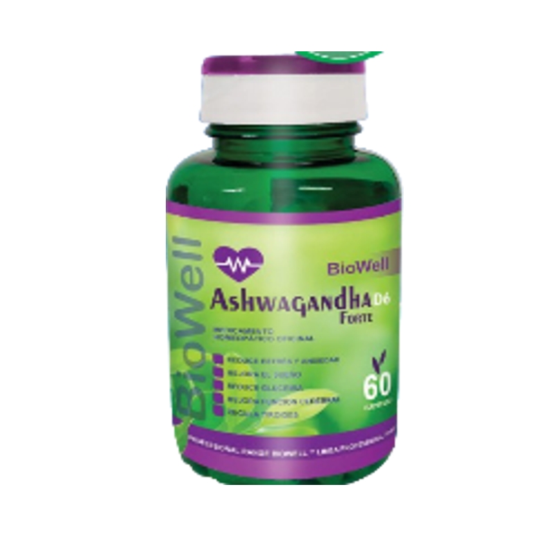 Ashwagandha Frasco por 60 Cápsulas de Biowell - somatotiposcolombia.com